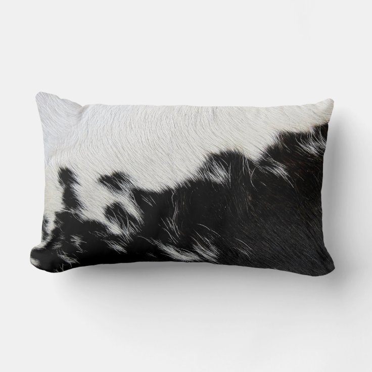 Black and White Cow Hide Lumbar Pillow | Zazzle