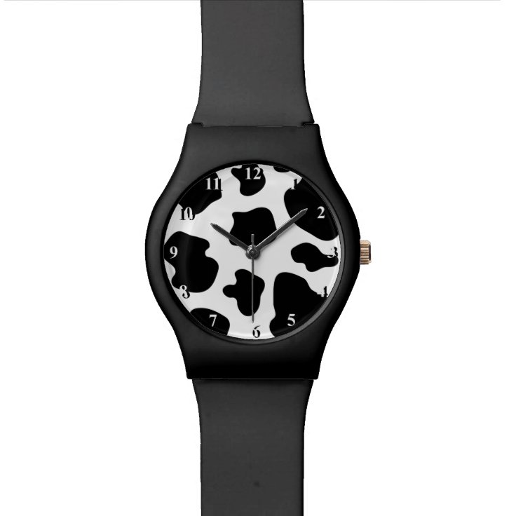 Black and white cow pattern | Cowhide print watch | Zazzle