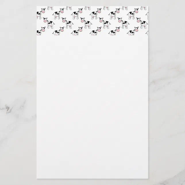 Black and White Cow Pattern. Stationery | Zazzle