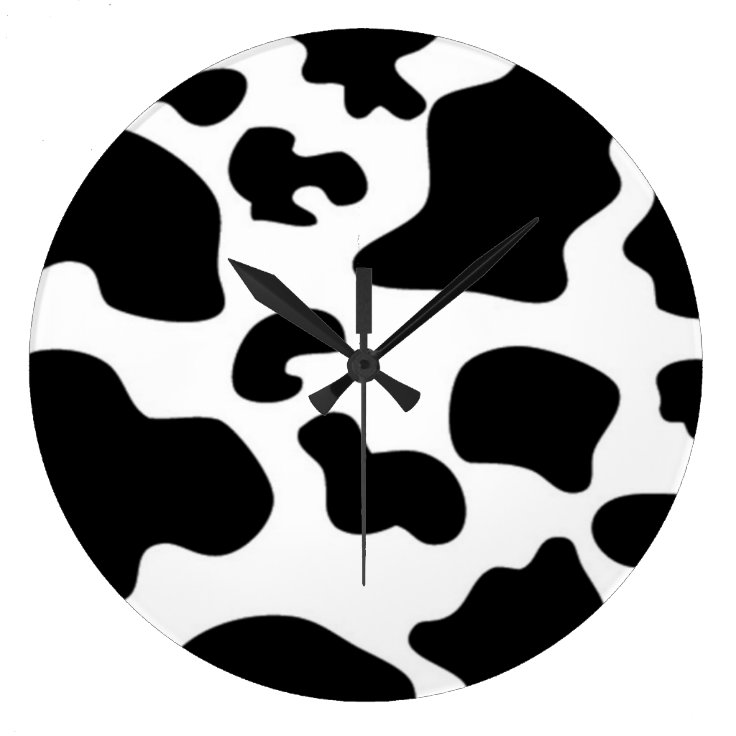 Black and White Cow print Large Clock | Zazzle
