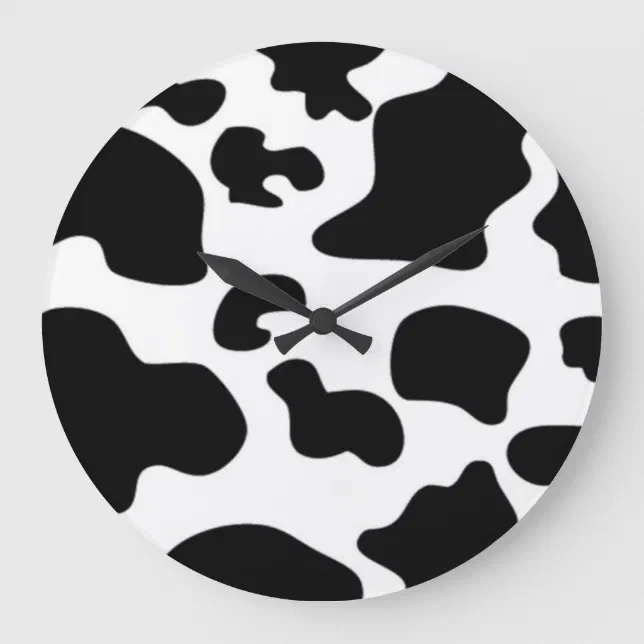 Black and White Cow print Large Clock | Zazzle