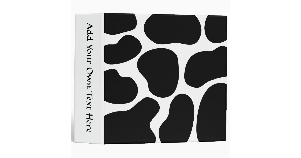 Black and White Cow Print Pattern. 3 Ring Binder | Zazzle