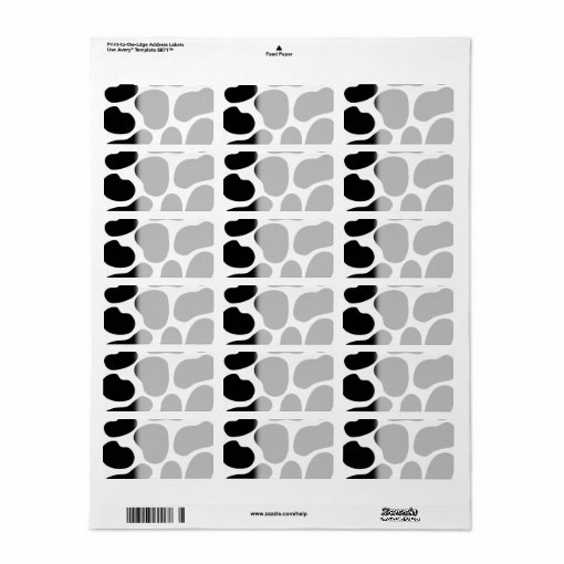 Black and White Cow Print Pattern. Label | Zazzle