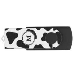 Black and White Cow Print with Custom Monogram USB Flash Drive | Zazzle