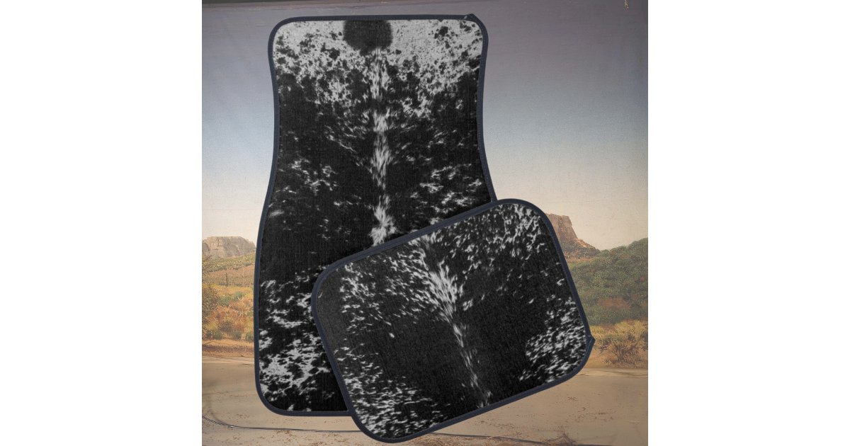 Black and White Cowhide Print Car Mat | Zazzle