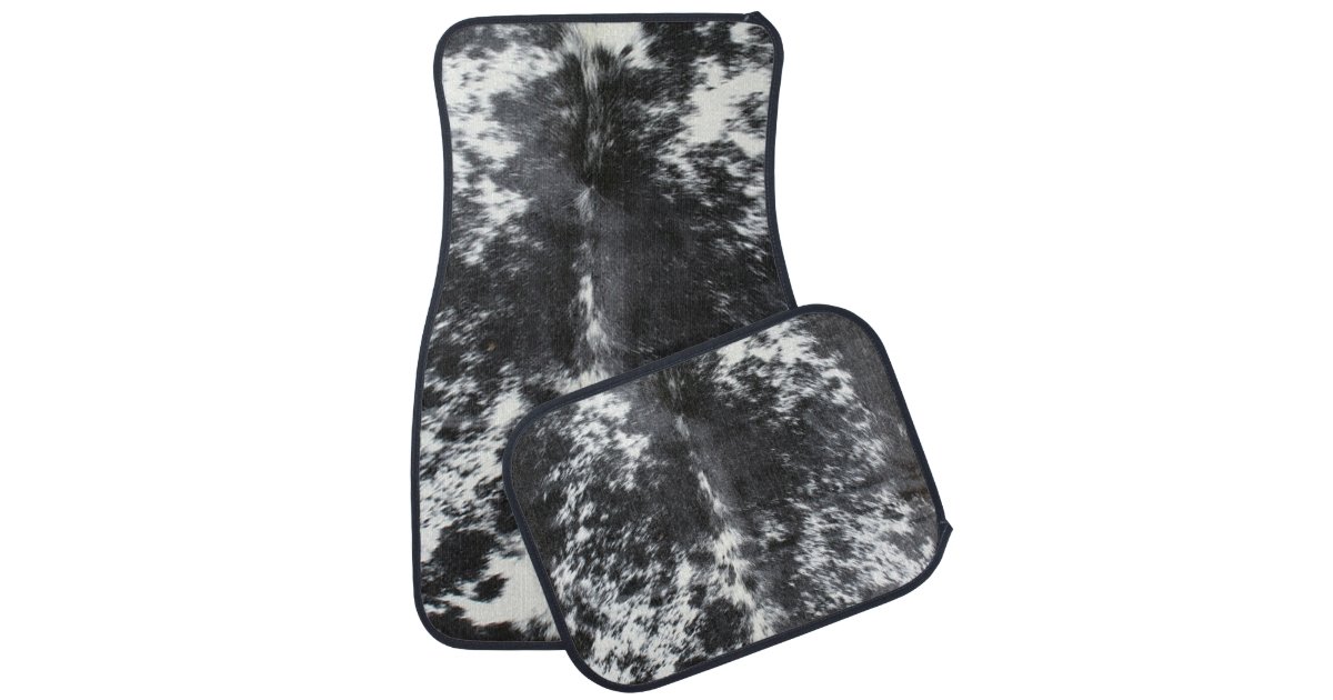 Black and White Cowhide Print Car Mat | Zazzle