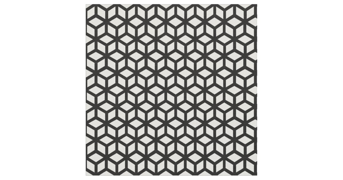 Black And White Cube Pattern Fabric | Zazzle