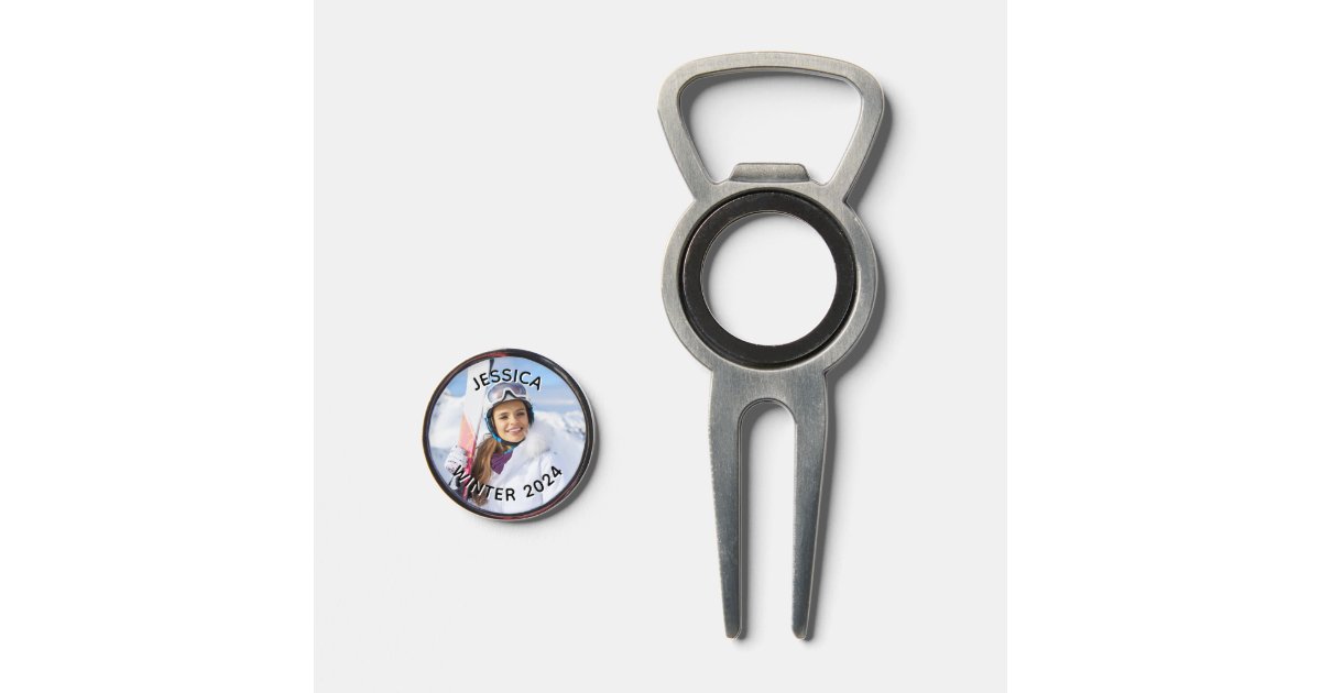 Black and White Curved Text Family Photo Divot Tool | Zazzle