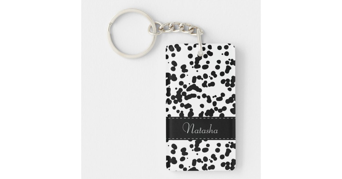 Black and White Dalmatian Spots Keychain | Zazzle