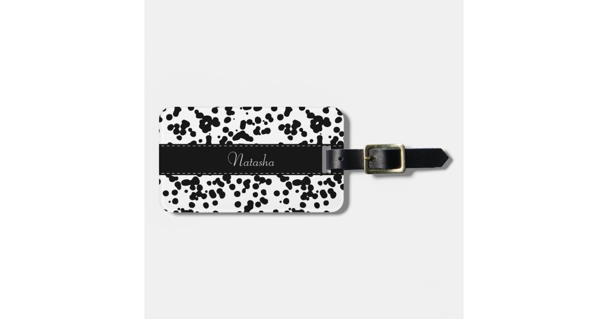 Black and White Dalmatian Spots Luggage Tag | Zazzle