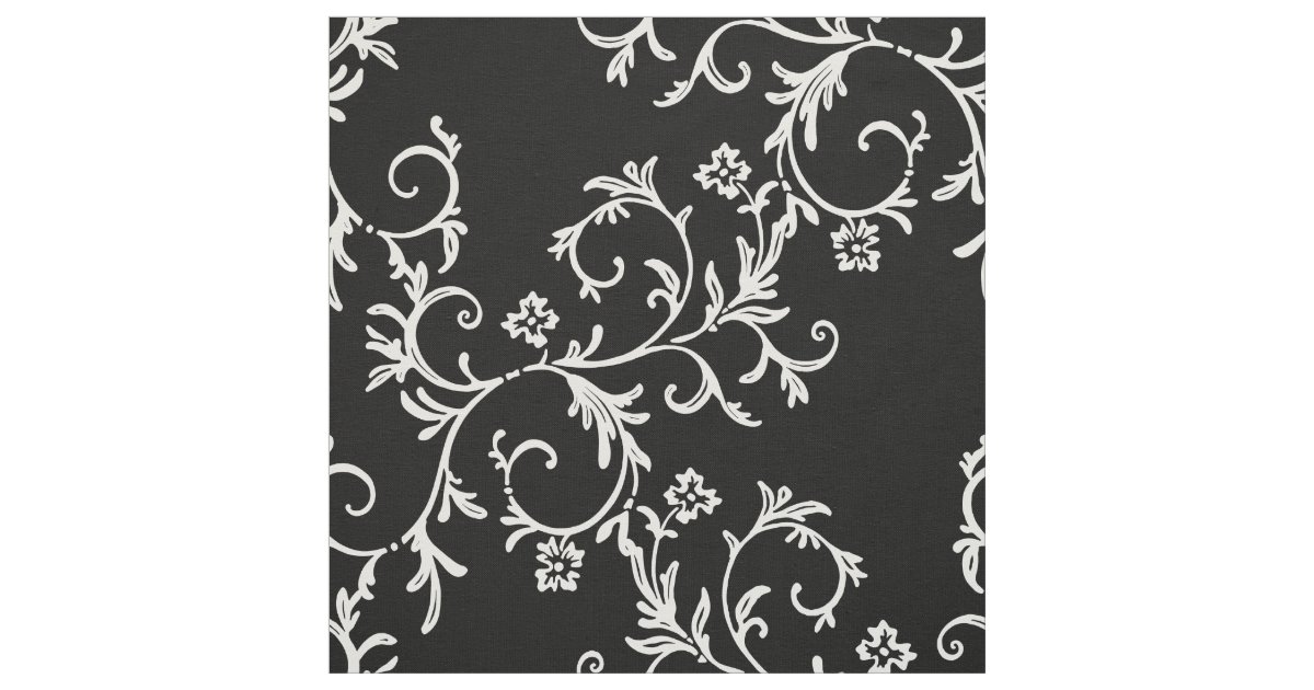Black and White Damask Fabric | Zazzle
