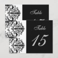 black and white damask table number cards | Zazzle