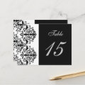 black and white damask table number cards | Zazzle