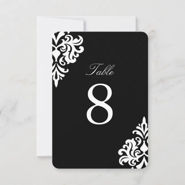 Black and White Damask Table Numbers | Zazzle