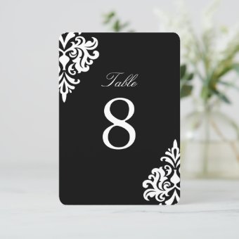 Black and White Damask Table Numbers | Zazzle