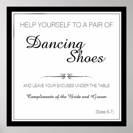 Black and White Dancing Shoes Wedding Sign | Zazzle