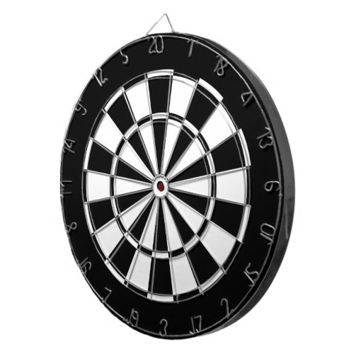 black and white dartboard with darts | Zazzle