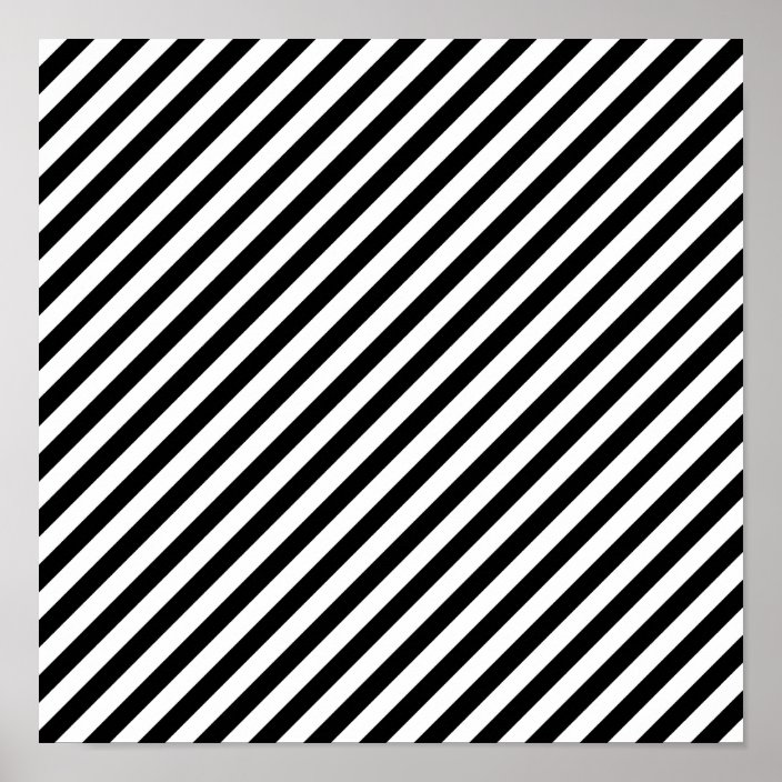 Black and White Diagonal Stripes 12x12 Poster | Zazzle.com
