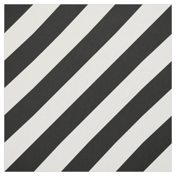 Black And White Diagonal Stripes Pattern Fabric | Zazzle