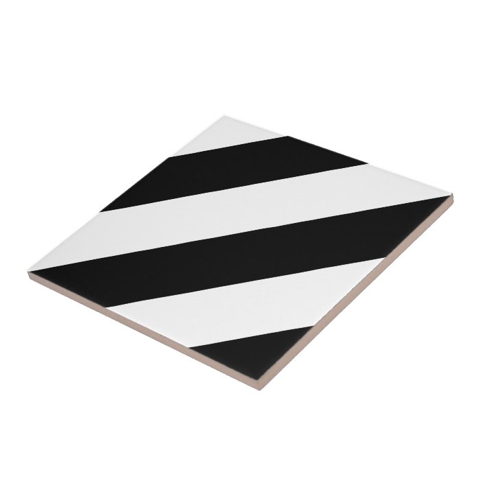 Black and White Diagonal Stripes Tile | Zazzle.com