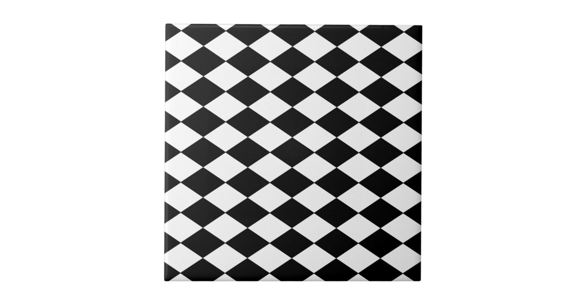 Black And White Diamond Checkers Tile | Zazzle