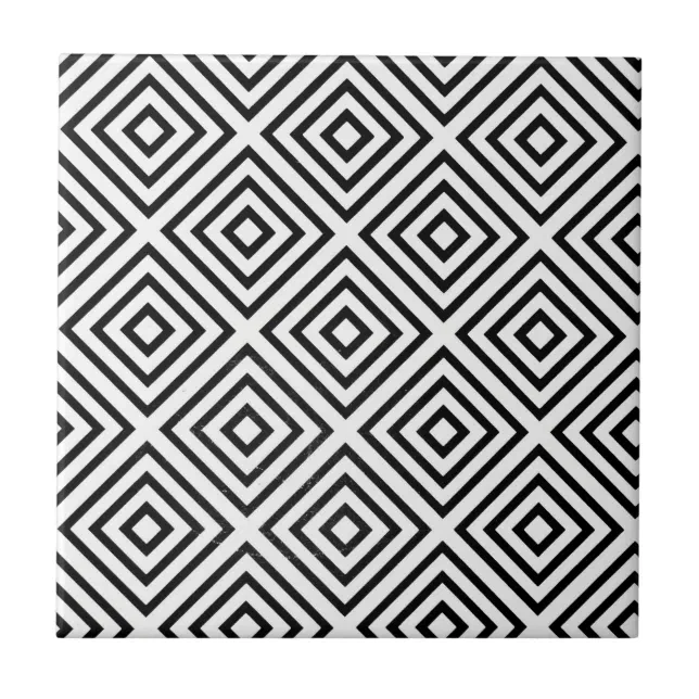 Black and White Diamond Pattern Ceramic Tile | Zazzle