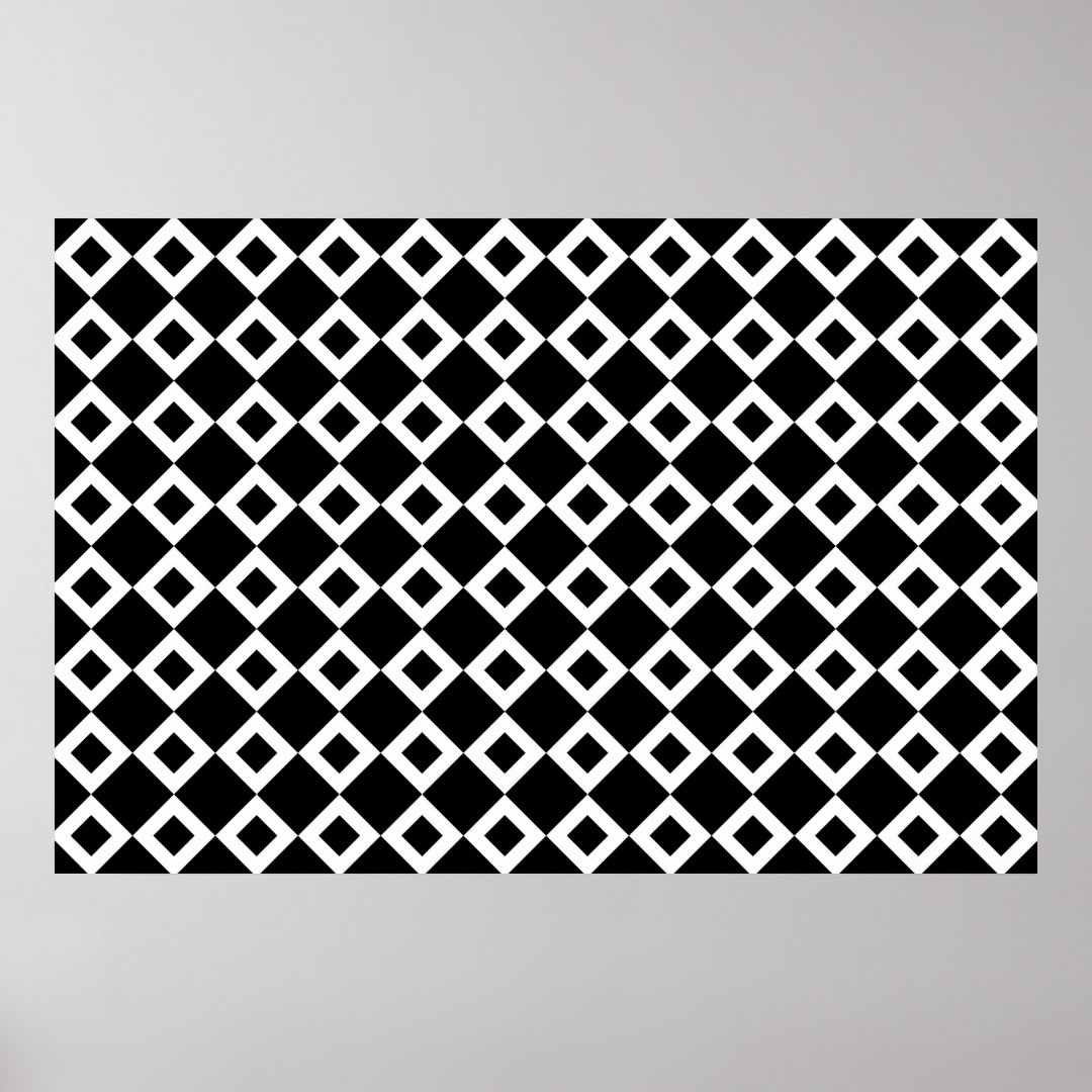 Black and White Diamond Pattern Poster | Zazzle