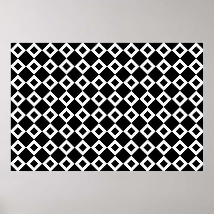 Black and White Diamond Pattern Poster | Zazzle