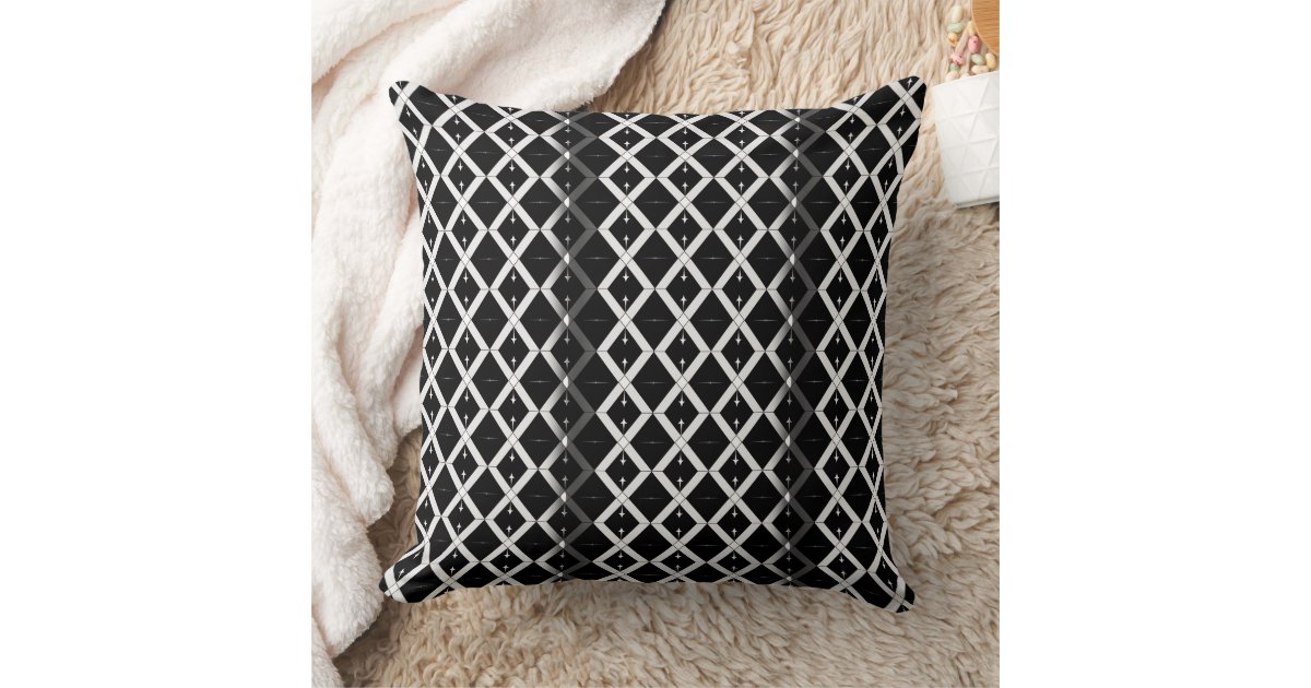 Black and white Diamond pattern Throw Pillow | Zazzle