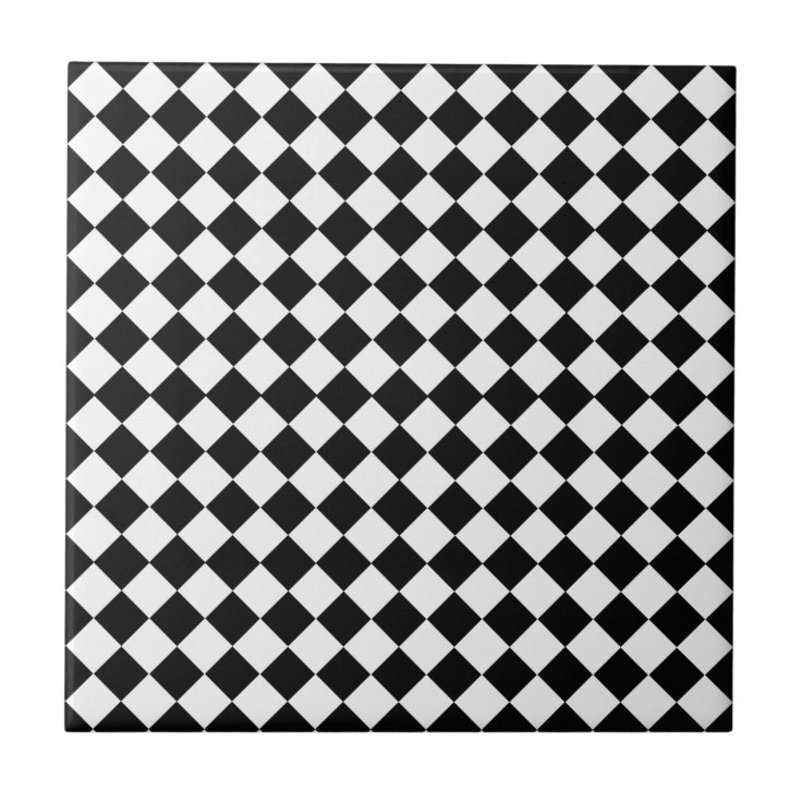 Black And White Diamond Shape Pattern Tile | Zazzle