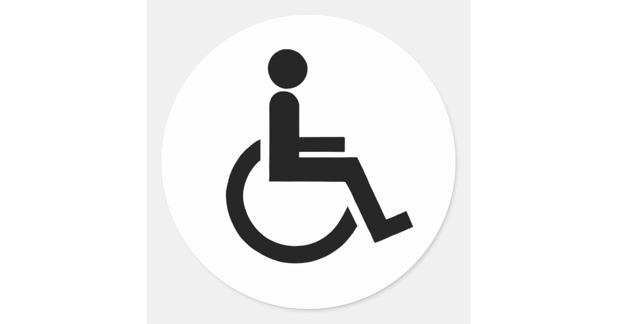 Black and White disabled handicap symbol Classic Round Sticker | Zazzle