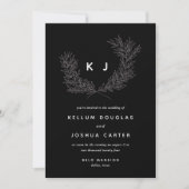 Black and White Distinguished Monogram Wedding Invitation | Zazzle