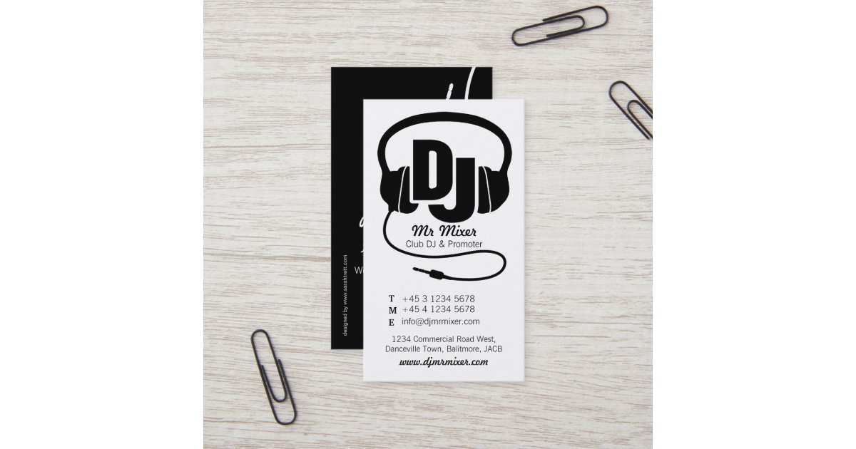 Black and white DJ promoter business card | Zazzle