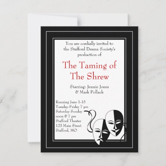 Black and White Drama and Theater Invitation | Zazzle.com