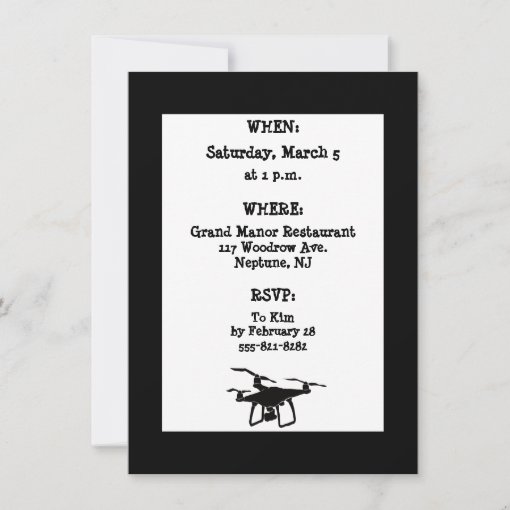 Black and White Drone Birthday Party Invitation | Zazzle