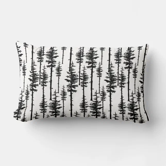 Black And White Eastern Pine Tree Woodland Forest Lumbar Pillow | Zazzle