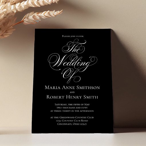 Black and White Elegant Calligraphy Script Formal Invitation | Zazzle