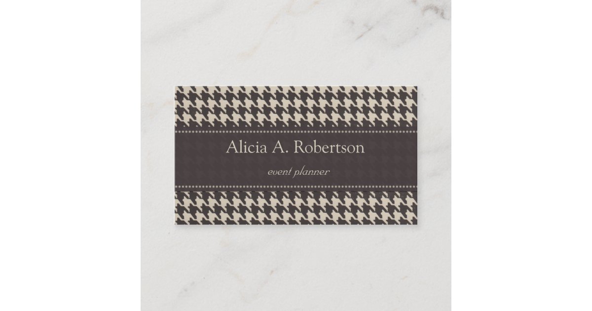 Black and White Elegant Houndstooth Business Card | Zazzle