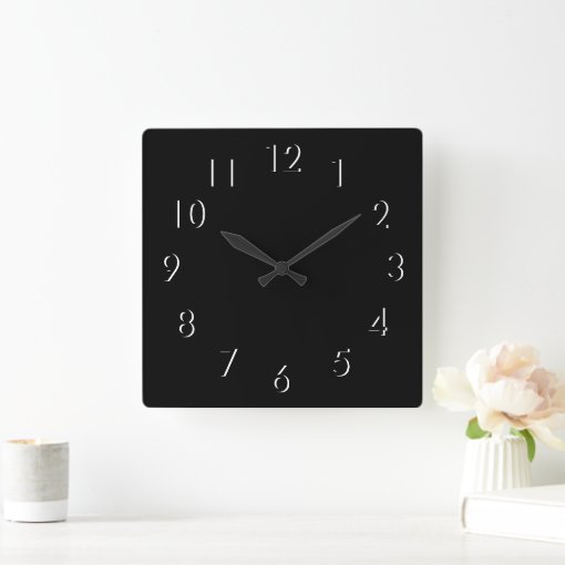 Black and White Elegant Minimalist Square Wall Clock | Zazzle