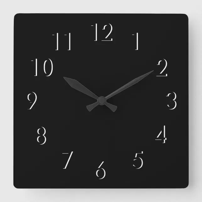 Black and White Elegant Minimalist Square Wall Clock | Zazzle
