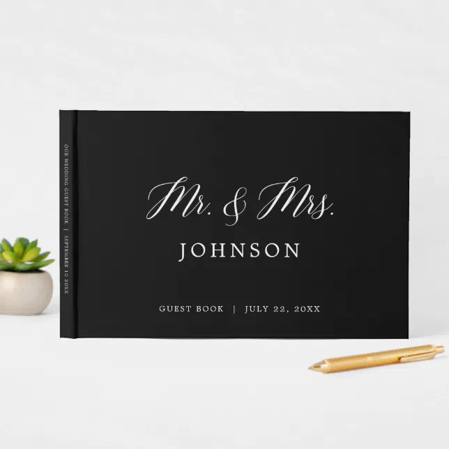 Black and White Elegant Photo Wedding Guest Book | Zazzle