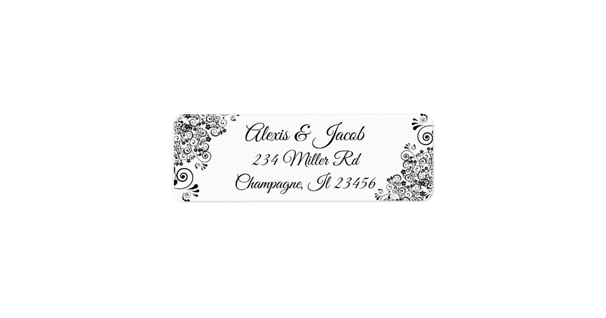 Black and White Elegant Script Return Labels | Zazzle