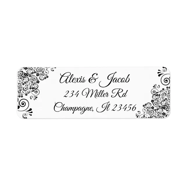 Black and White Elegant Script Return Labels | Zazzle