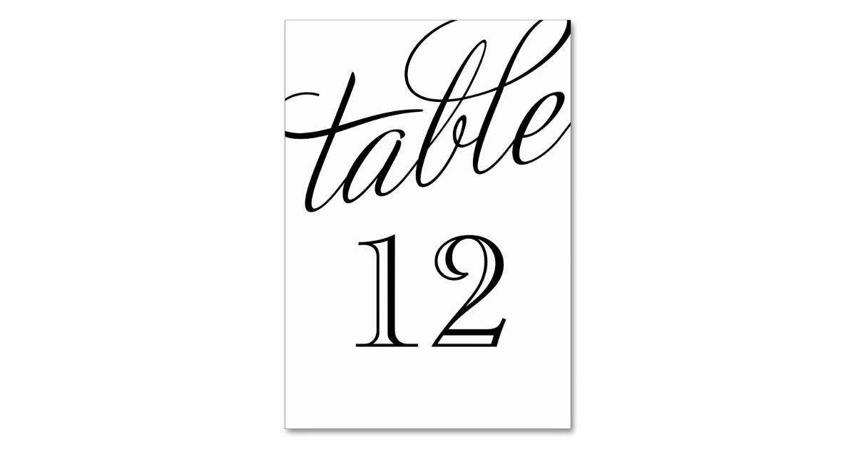 Black and White Elegant Script Table Numbers | Zazzle.com
