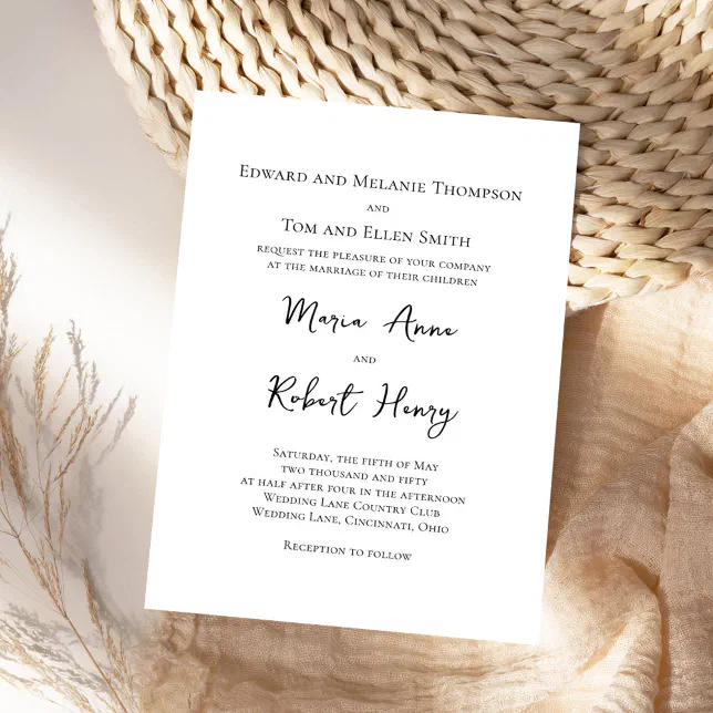 Black and White Elegant Simple Formal Template | Zazzle