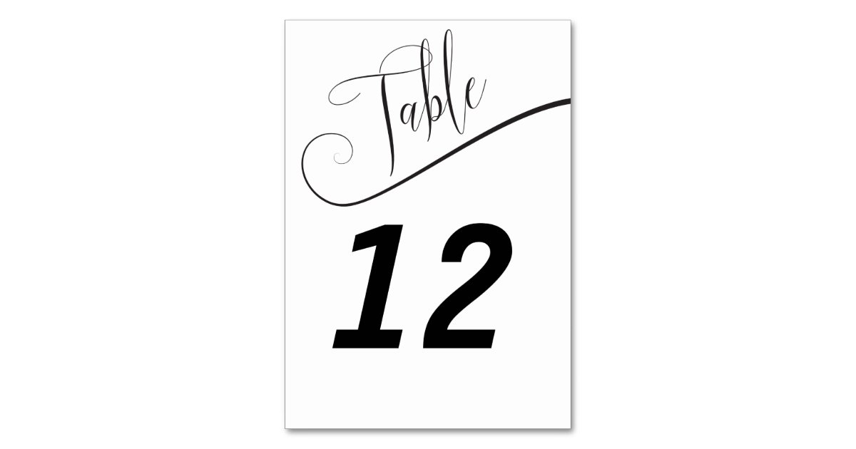 Black and White Elegant Table Number | Zazzle