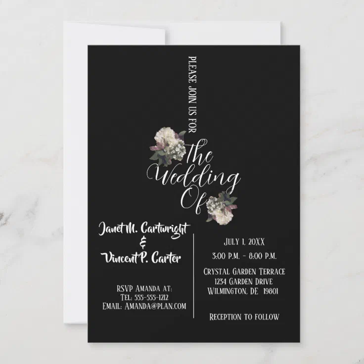 Black and White Elegant Wedding Invitation | Zazzle