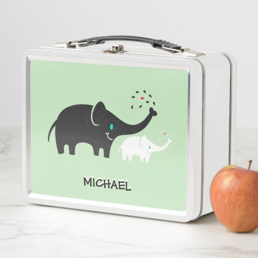 Black And White Elephants Metal Lunch Box | Zazzle