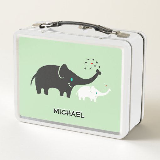 Black And White Elephants Metal Lunch Box | Zazzle