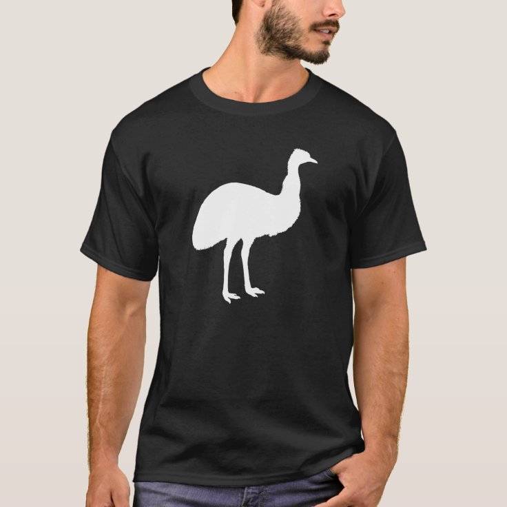 Black and White Emu Silhouette T-Shirt | Zazzle